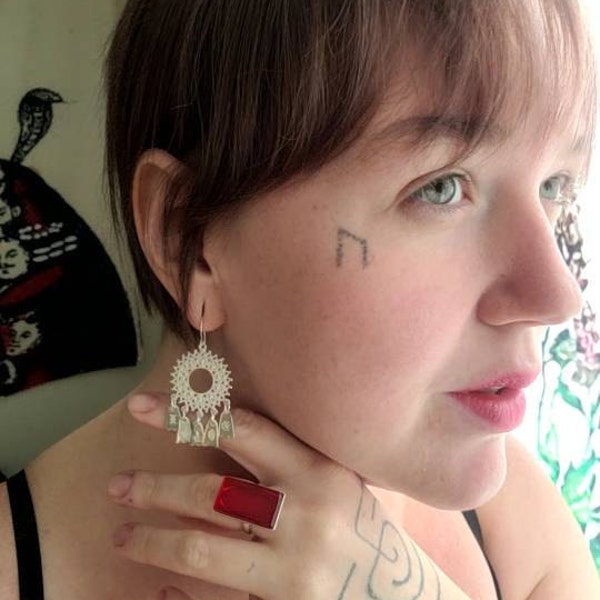 Dangling Ring With Charms, Yellow 14K Gold Plated Sterling Silver ...