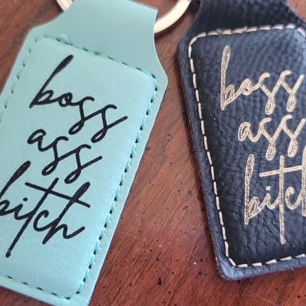 Boss Ass Bitch Keychain Faux Leather | Girl Boss Keychains Unique Gift ...