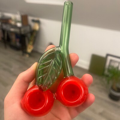 Double Bowl Pipe Glass Cherry Pipe Double Bowl Cherry Bowl - Etsy