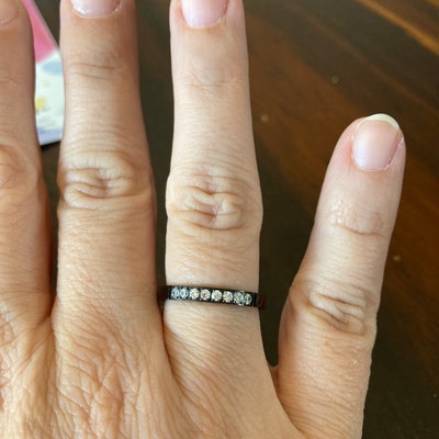 Black Couples Engraved Promise Ring Set Diamond Heart Ring Set Matching ...