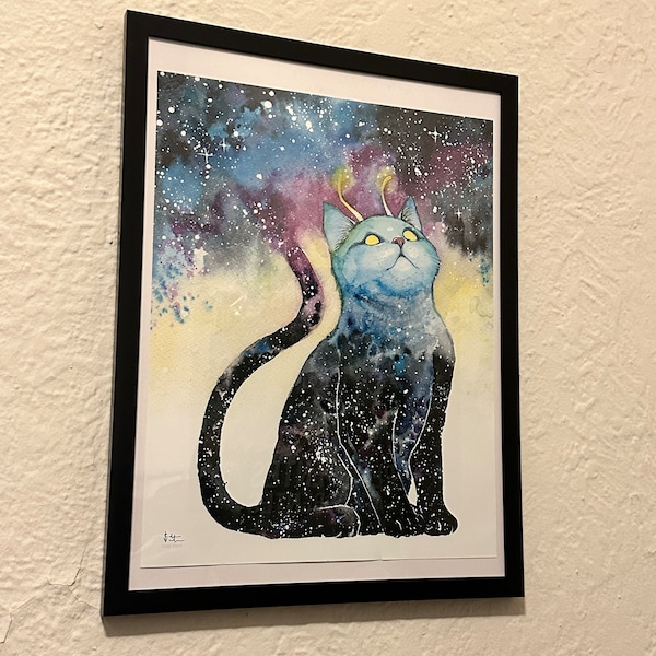 Space Cat Art, Space Art, Galaxy Print, Cat Art, Celestial Art, Space ...