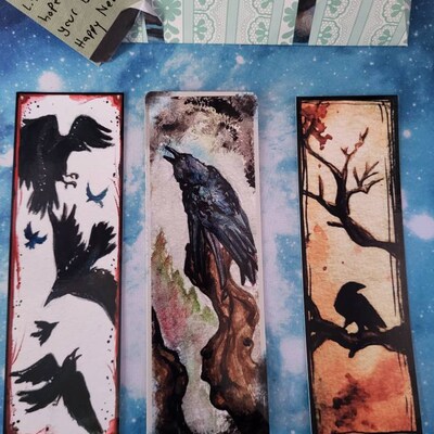 Handmade Paper Crow Bookmark Heavyweight, Printed on Glossy Photo Paper ...