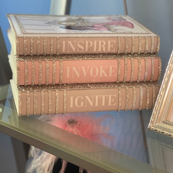 Bling Decor Glam Book Stack- Custom Made Bling Books - Stack of 3 ...