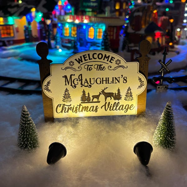 Personalized Christmas Village Sign, Welcome to Our Village Sign ...