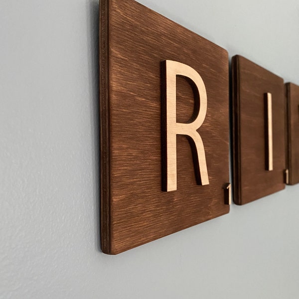 Scrabble Tiles Wall Art From Wood, Farmhouse Decor or Living Room Wall ...
