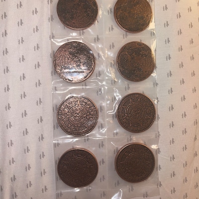 Aztec Sun Stone Calendar Copper Worry Coin - Etsy