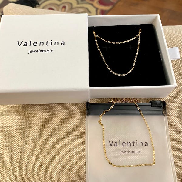 18K Gold Chain Necklace, Vine Chain, Twist Chain, Gift for Her, Figaro ...