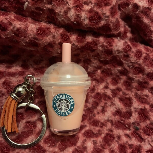 Mini Coffee Keychain //inspired Drink Keychain// Pink Drink Key Chain ...
