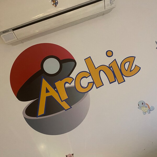 Pokeball Custom Name Wall Decal - Kids Wall Sticker - Poke Wall Decor ...