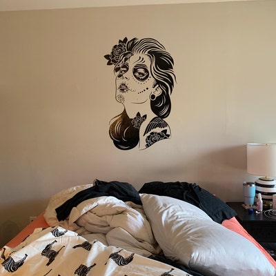 Day of the Dead Wall Decal ROSES GIRL Vinyl Sticker Art Decor - Etsy