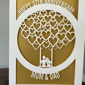 Anniversary Card Personalised Papercut card wedding | Etsy