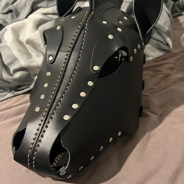 Handmade Hand Stitched Genuine Leather Steampunk Biker Face Mask, Mouth ...