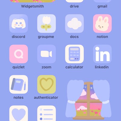 Cute Blue Day & Night Hand Drawn Ios and Android App Icon Set Home ...