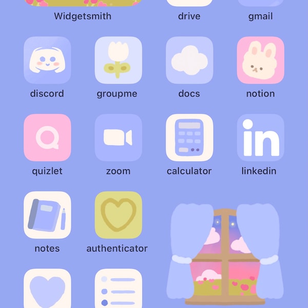 Cute Blue Day & Night Hand Drawn Ios and Android App Icon Set | Home ...