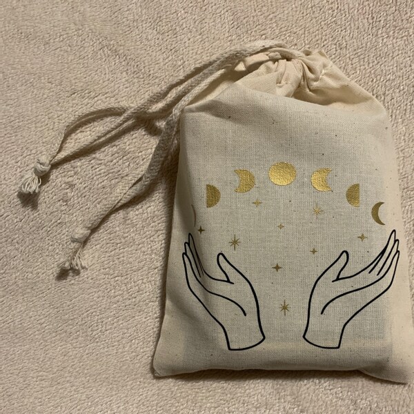 Moon Witch Drawstring Pouch Bag for Tarot Cards, Crystals, Witchy ...