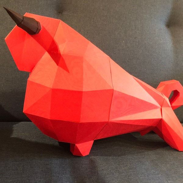 Bull Papercraft Sculpture, Printable 3D Puzzle, Papercraft Pdf Template ...