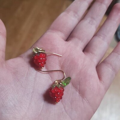 Cute Raspberry Earrings Red Berry Earrings Fruit Earrings Summer ...