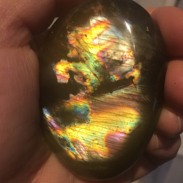 Blue and Gold Double Flash Labradorite Natural Polished Palm Stone ...