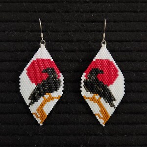 Raven Bead Earrings Pattern Pdfbrick Stitch Seed Bead Digital ...