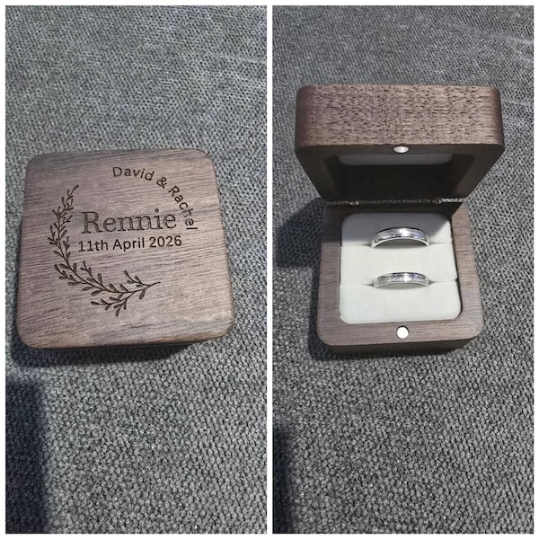 Wooden Proposal Ring Box, Customized Wooden Double Ring Box, Engraved ...
