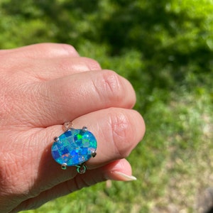 GENUINE Australian Opal Ringmosaic Opal Ringsterling - Etsy