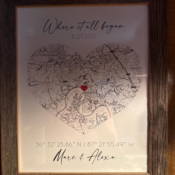 Valentine's Day Gift for Boyfriend- Map of Where We Met, Valentines Day ...