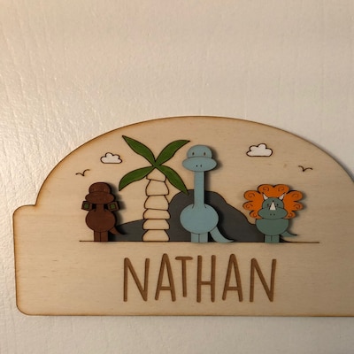 Dinosaur Door Sign Personalised Child's Door Plaque Dinosaurs Child's ...