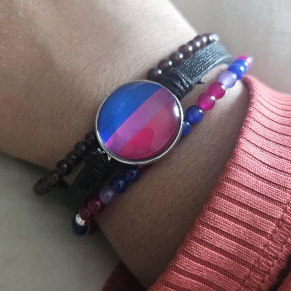 MLM Pride Flag Beaded Gemstone Bracelet - Etsy