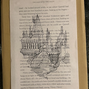 Bespoke Hand-drawn Harry Potter Inspired Book Page Art - Etsy