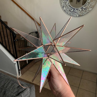 Lg. Stained Glass Tree Topper Iridescent Clear Textured - Etsy