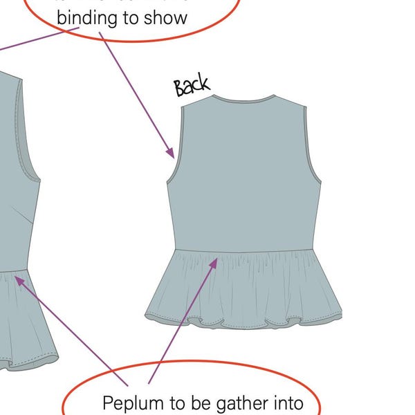Top Sewing Pattern | Ties Front Top With Frilled Hem | Open Front Top ...