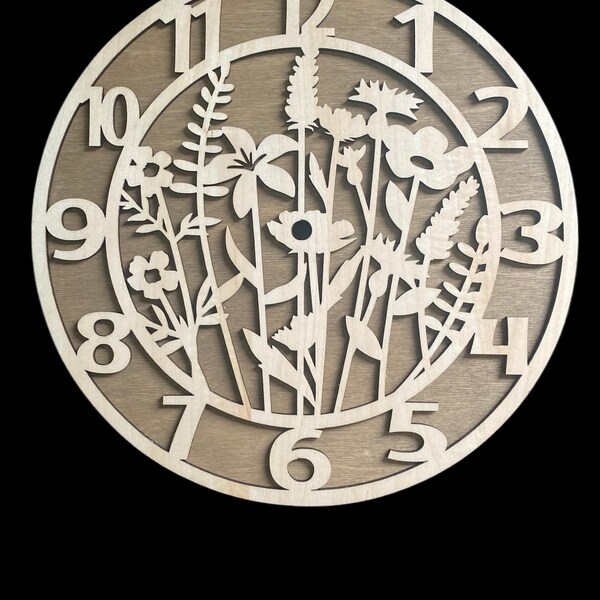 Wild Flower Wall Clock Laser Cut Files, SVG File. Vector File Ai, Cdr ...