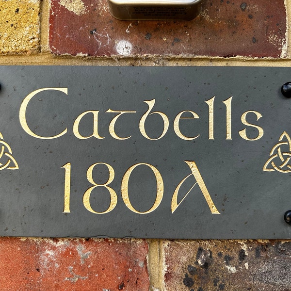 Engraved Emerald Green Ceramic Wall Tile Address Sign Irish Handmade ...