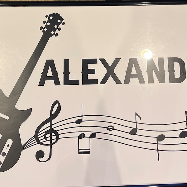 Custom Guitar Wall Sticker - Music Room Decal - Personalized Name Decor ...