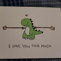 Cute Dinosaur Card - T-rex I Love You This Much, Love Card, Funny ...