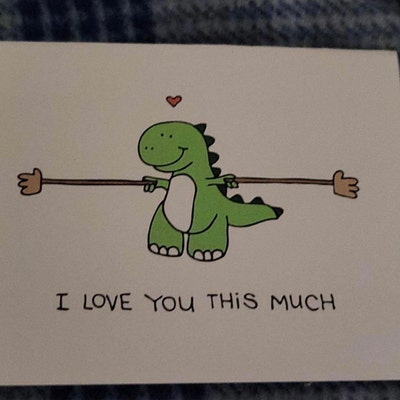 Cute Dinosaur Card T-rex I Love You This Much, Love Card, Funny ...