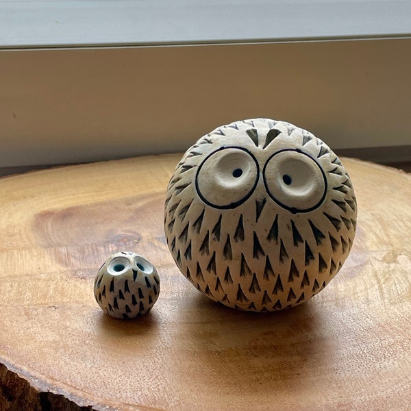 2 Owls Ceramic Figurine and Owl Gift Sculpture for Owl Garden Decor ...