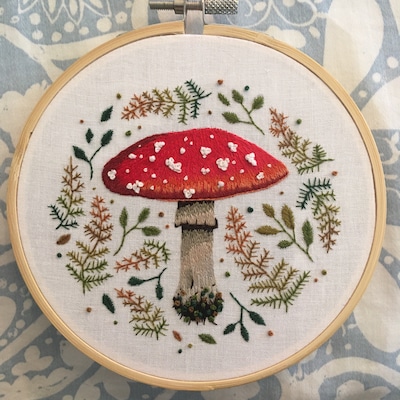 Mushroom: Hand Embroidery Pattern, Needlepainting Tutorial, Instant ...