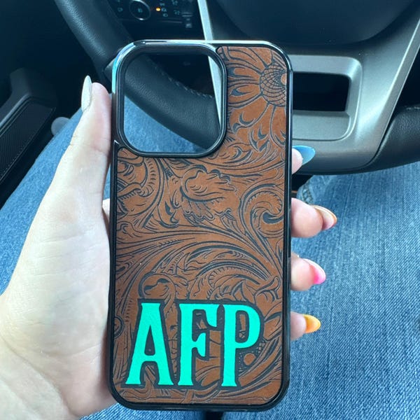 Western Sunflower Tooled Initial Phone Case - Etsy