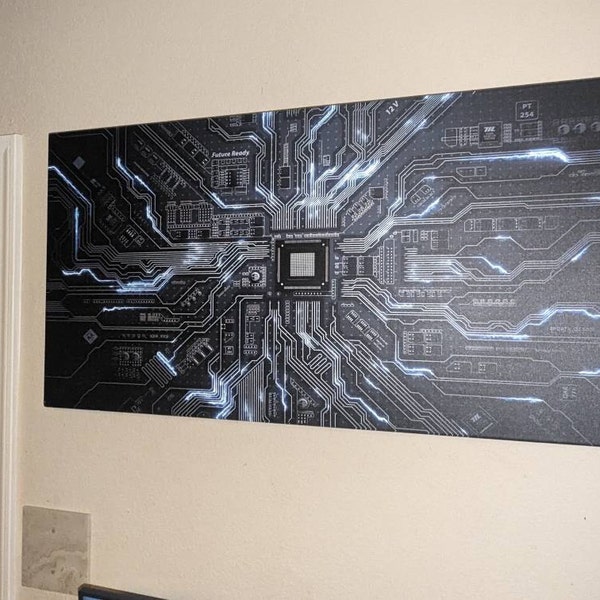 Circuit Layout Wall Art, Huge Canvas Home Decor, Circuit Layout Office ...
