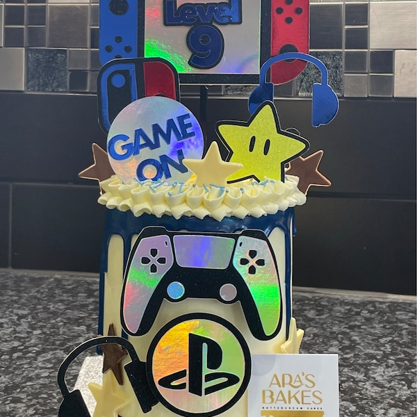 Gaming PS5 Themed Cake Topper Set Controller, Headset, Logo - All ...