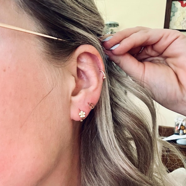 Peace Sign Cartilage Hoop • 5mm Tiny Helix Hoop • Tragus Piercing ...