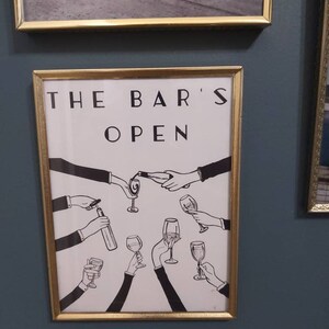 The Bar's Open Print, Art Deco Bar Prints, Retro Bar Prints, Bar Cart ...