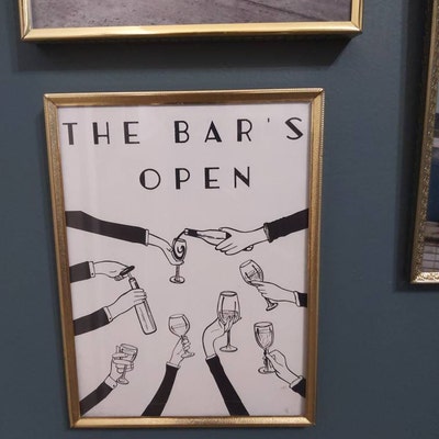 The Bar's Open Print, Art Deco Bar Prints, Retro Bar Prints, Bar Cart ...