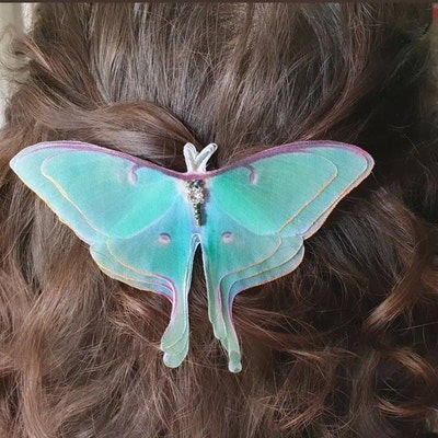 Silk Luna Moth Hair Clips With 3d Double-layer Wings Hair Accessories ...