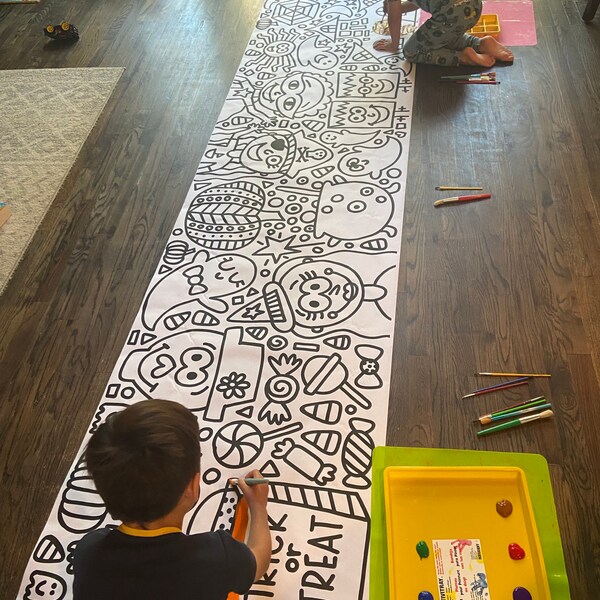 GIANT 10-foot HALLOWEEN Coloring Page Banner | Coloring Poster ...