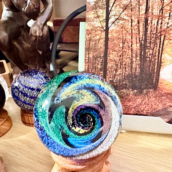 1.8 Vortex Marble Clown Fish Dichroic Glass Orb Ocean Wave Air Trap ...