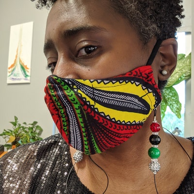 African Button Necklace With Matching Earrings Ankara Bib Body Jewelry ...