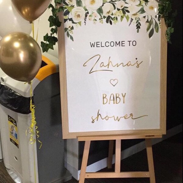 Personalised Baby Shower Sign PRINTABLE. Greenery Gold Baby Sprinkle ...