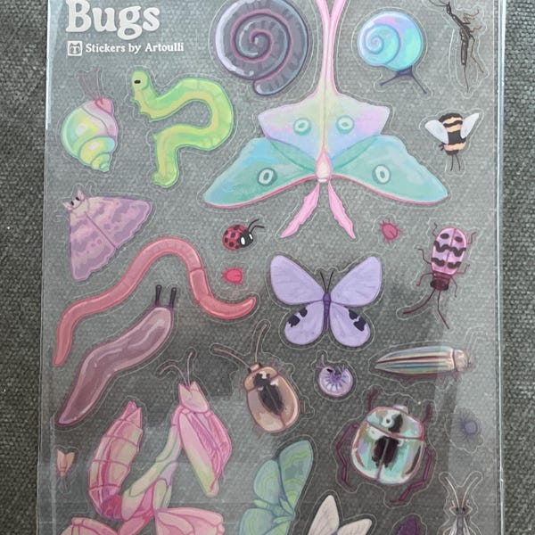 BUGS! Sticker Sheet | Clear Transparent Bug Stickers - Etsy